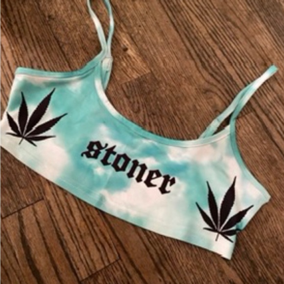 Tops | Stoner 42 Weed Leaf Tie Dye Crop Crop Top | Poshmark
